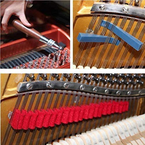 Jiayouy 8Pcs Piano Tuning Mute Kit Triangular Rubber Mutes for Piano Mutes Fixing Tool Black