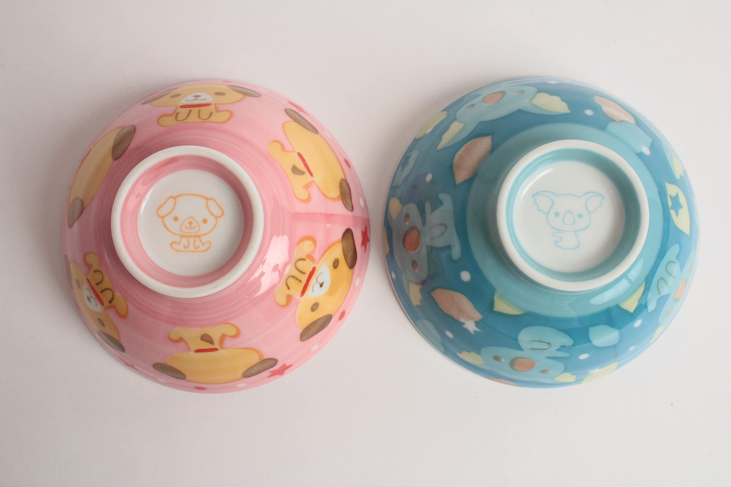 Mino ware Japanese Pair Kids Rice Bowl Dog & Koala Set made in Japan (Japan Import) MIG004