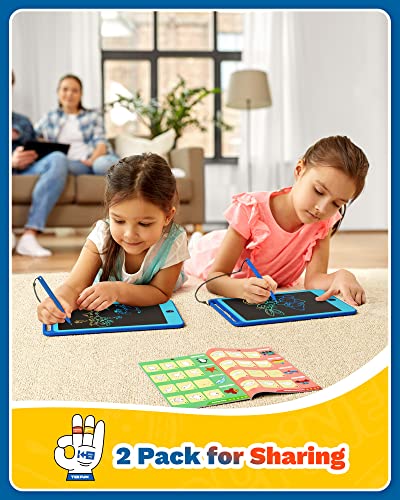TEKFUN 2 Pack LCD Writing Tablet for Kids, 8.5 Inch Blue+Blue Doodle Board Drawing Board Reusable Drawing Tablet with Lanyard, Educational Kids Toddler Toys Birthday Gift for Boys Girls 3-12 Years Old