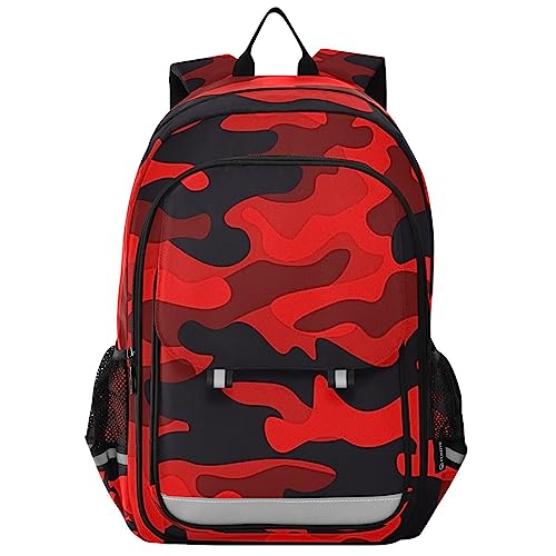 UMIRIKO Camouflage Red Kids Backpacks for Boys Girls Elementary School Bookbag 17 Inch Laptop Backpack with Chest Strap 2021518