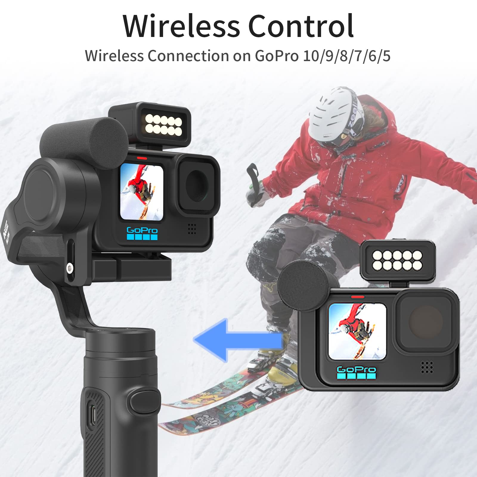 INKEE Falcon Plus Handheld Gimbal Stabilizer Anti-Shake with Tripod Vertical/Horizontal Time-Lapse Shooting Compatible for GoPro11/10/9/8/7/6/5,Insta360,One R,OSMO Action