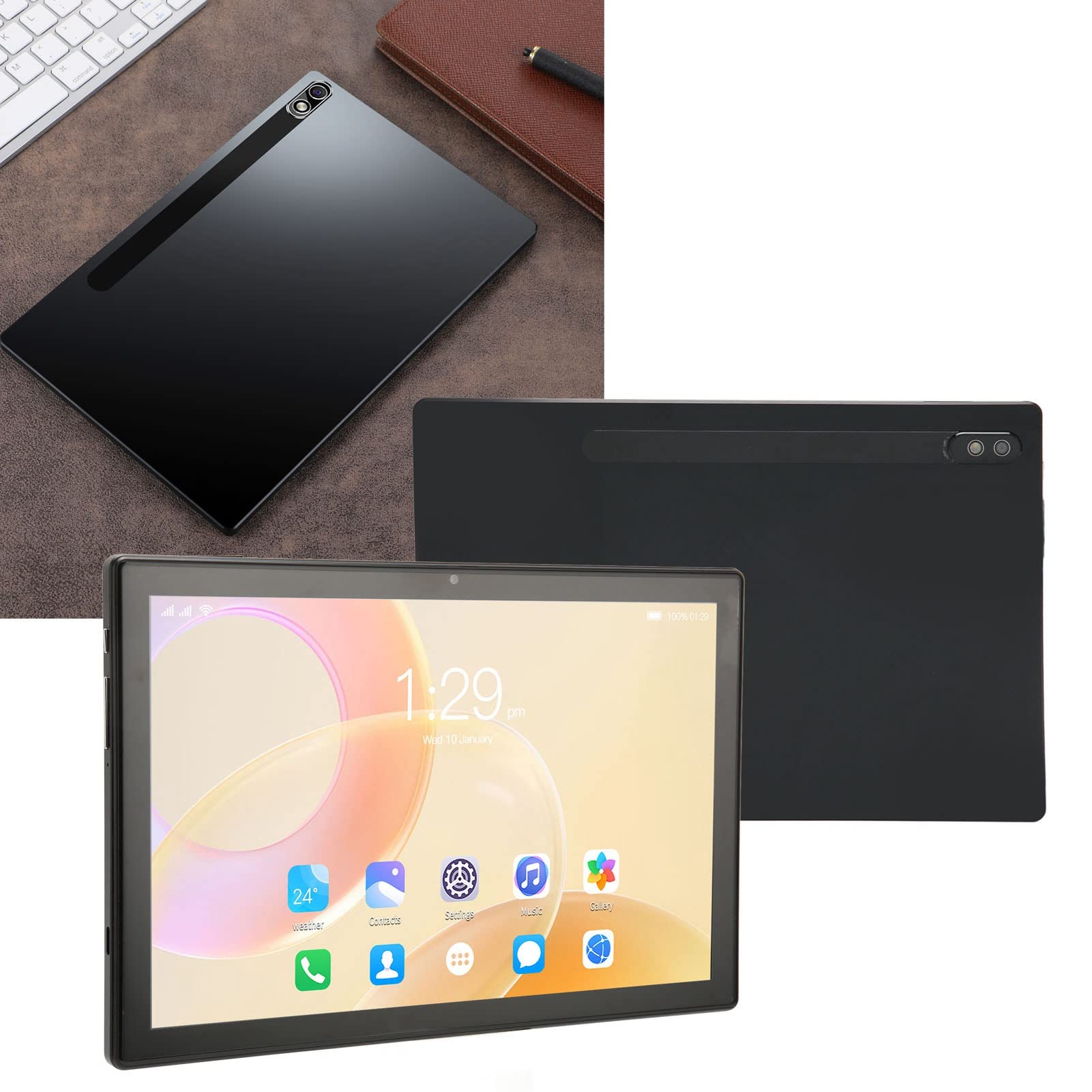 Qinlorgo Student Tablet, Office Tablet 10 Inch IPS 2 Card Slots for Gaming (US Plug)
