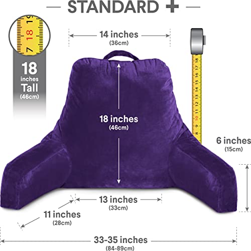 Husband Pillow Combo - Backrest Pillow with Arms : Standard Purple & Lap Desk Bed Tray : Grey - Memory Foam Reading Pillows for Bed & Laptop Bed Tray Table