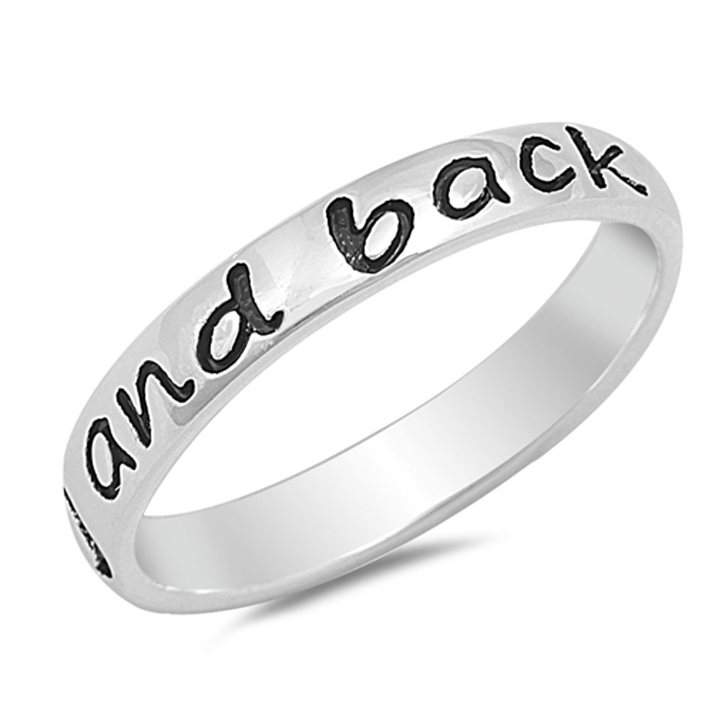 I Love You to the Moon and Back Ring Heart .925 Sterling Silver Band Size 10
