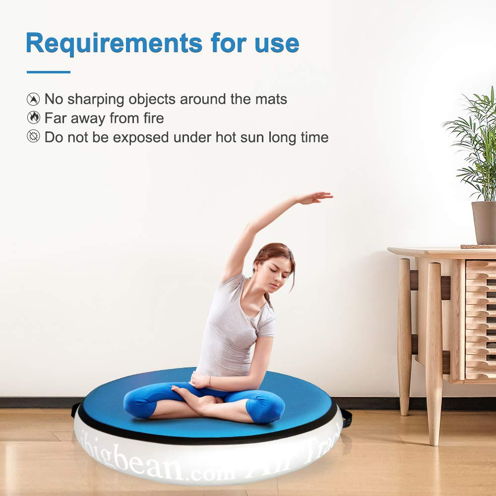 ibigbean Air Spot Tumbling Mats Inflatable Gymnastic Equipment (Grey/Blue, D=140cm & T=30cm)