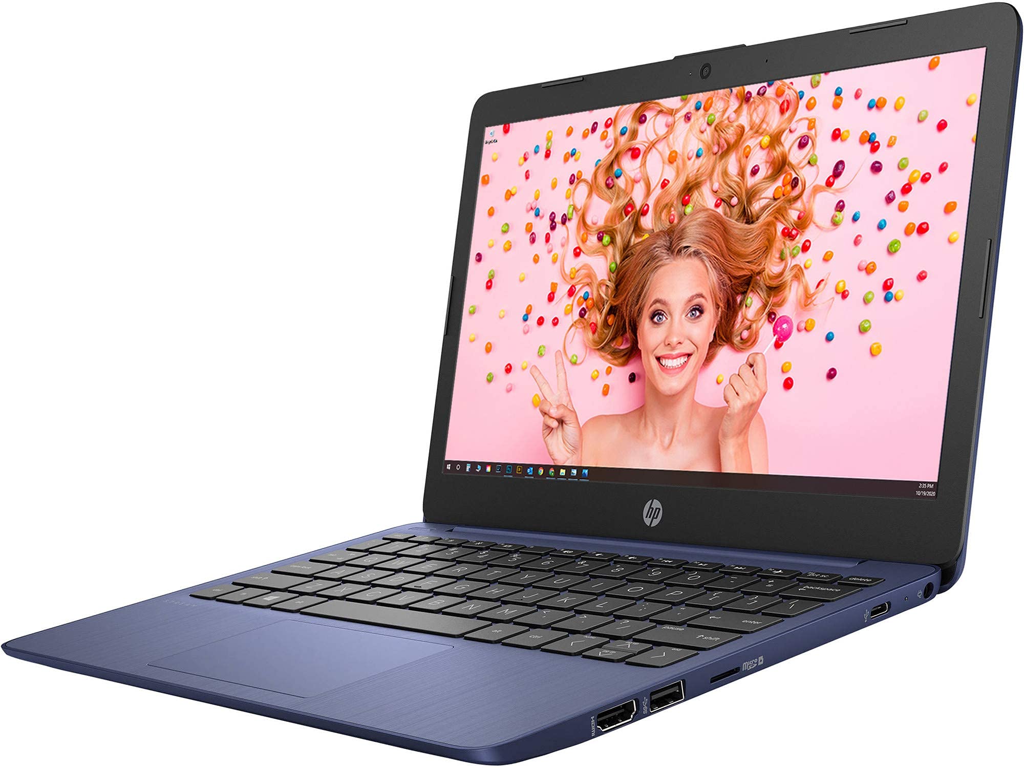 HP Stream 11 (16V14UA) Laptop, 11.6-inch HD Display, Intel Celeron N4000 Upto 2.6GHz, 4GB RAM, 32GB eMMC, HDMI, Card Reader, Wi-Fi, Bluetooth, Windows 10 Home S - (Blue) (Renewed)