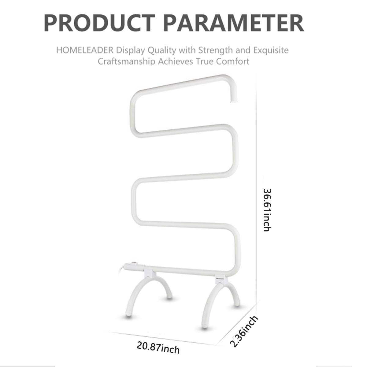 Homeleader Towel Warmer and Heated Towel Rack for Bathroom, 20.87'' x 2.36'' x 36.61'' White