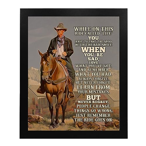 Ride Called Life - Inspirational Wall Decor, Motivational Rustic Western Wall Art with Cowboy Photo Print Is Ideal Living Room Decor, Office Decor, Library, Home Decor or Room Decor, Unframed -11x14