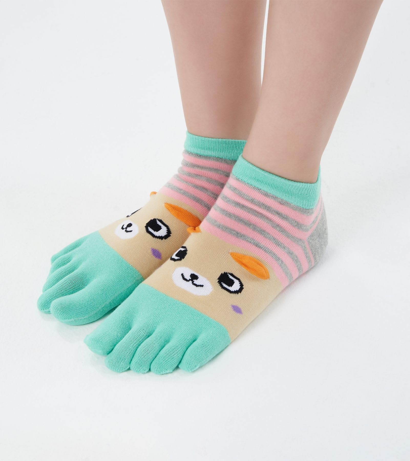 HONOW Women's Low Cut Toe Socks Ankle Cotton Running Socks(Pack of 5/6)