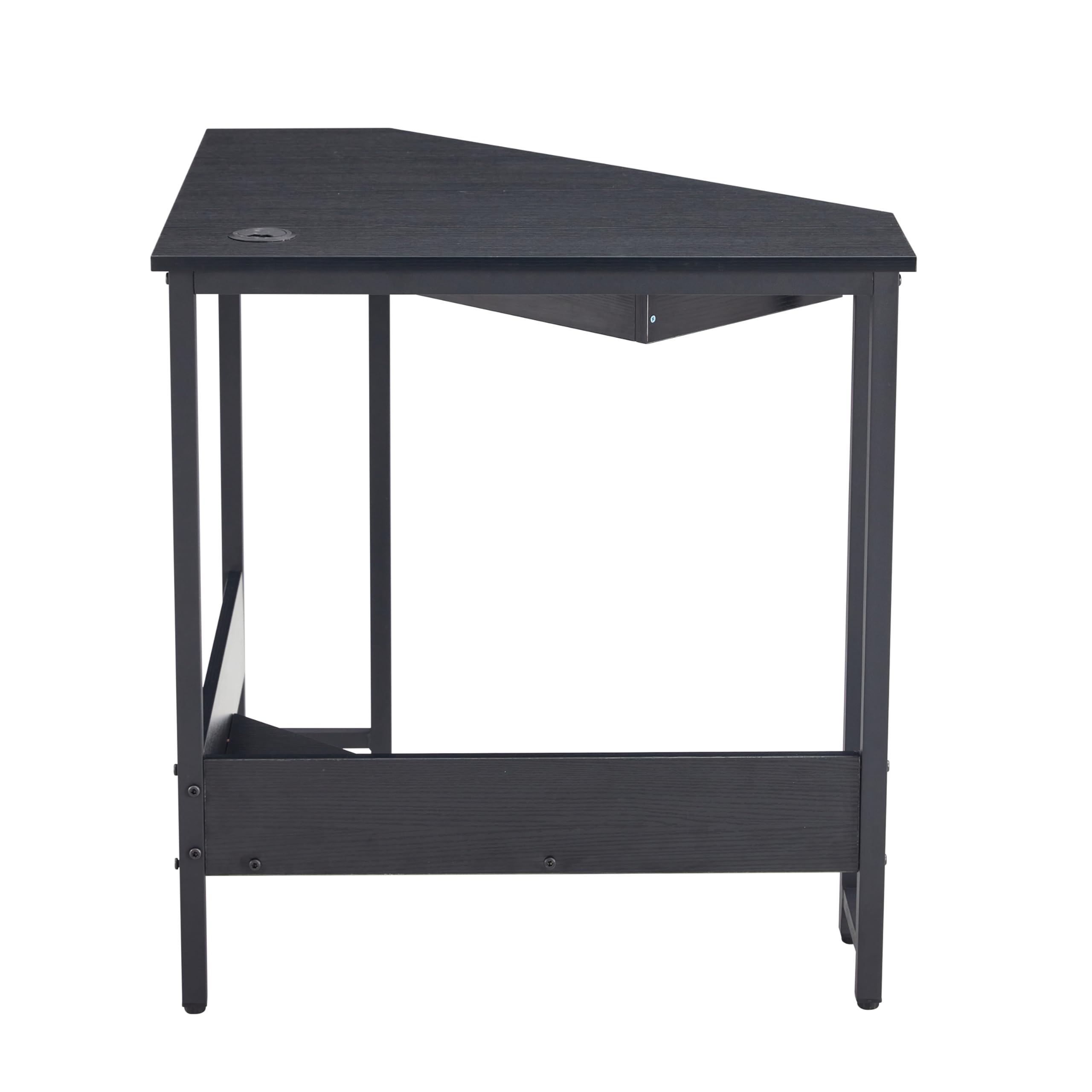 HUSIC Triangle Computer Desk, Corner Desk with Keyboard Tray& Storage Shelves, Compact Home Office Laptop PC Writing Study Tables for Small Workstation, Black