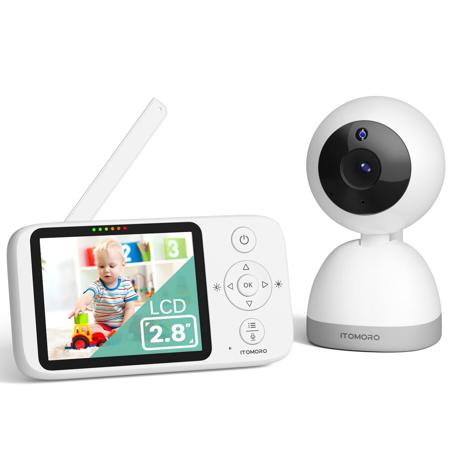 Itomoro Video Baby Monitor with 2.8" Display, 960ft Long Range no WiFi Connect, Clear 2-Way Audio Talk, Up to 20h Battery Life on VOX Mode, Night Vision, Temperature Sensor and Lullabies