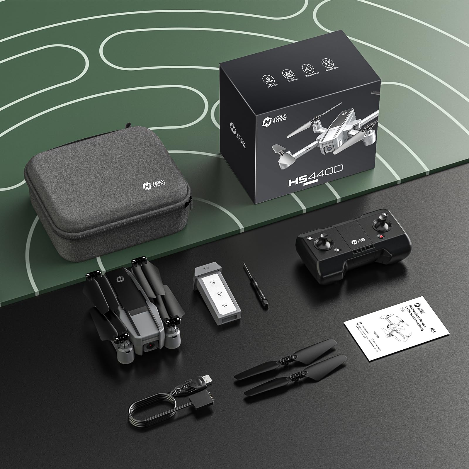Holy Stone HS440D Drones with Camera for Adults 4K, Foldable GPS Drone with 19Mins Flight Time, Auto Return, Follow Me, Waypoints, 5G Transmission, Under 249g Easy for Beginners