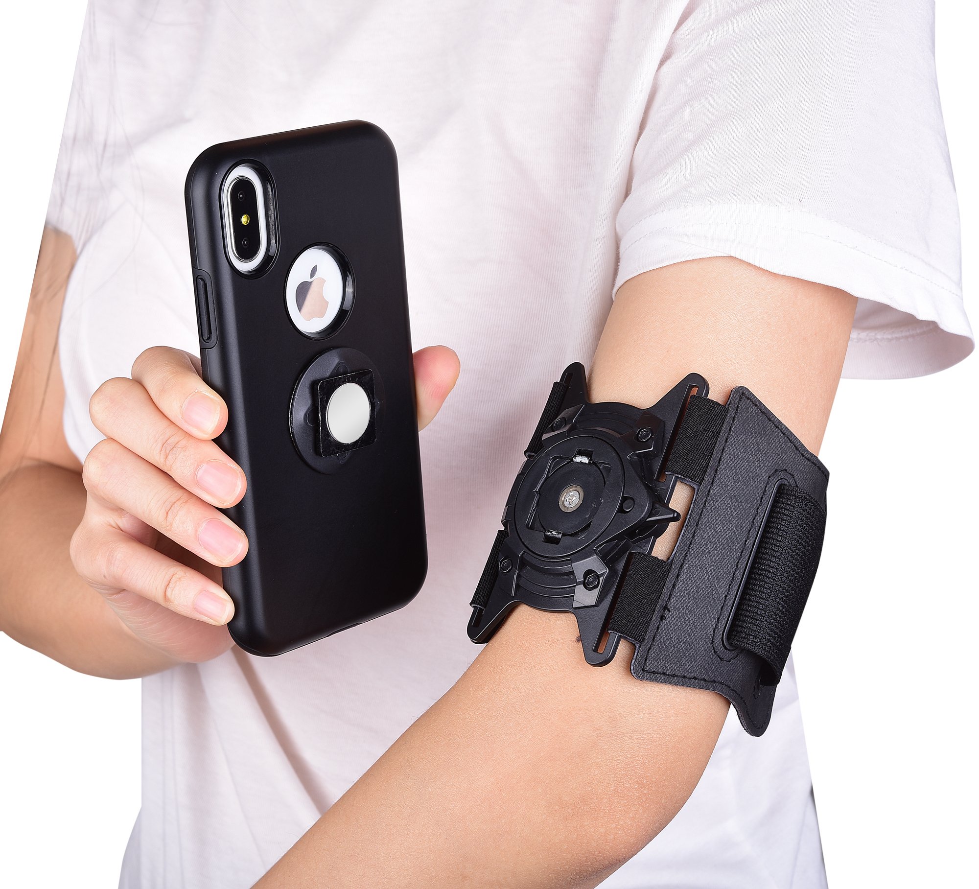 igooke Universal Phone Armband, Running Phone Holder with Quick Mount for iPhone 12 Pro Max Note 20 Ultra S20 Ultra Note 10 Plus etc for Sports Workout Exercise Jogging (Black)