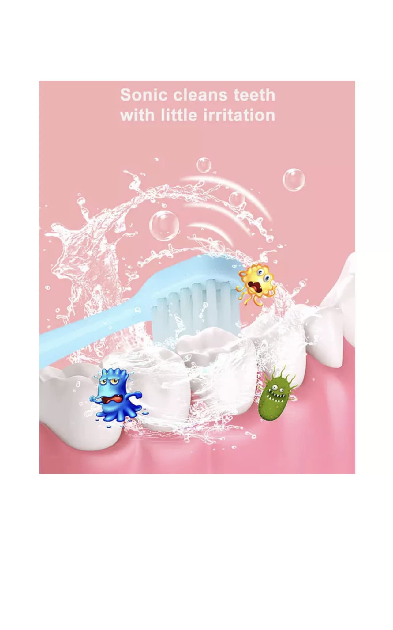 Soft Bristles Vibration Electric Toothbrush 2023 IPX5 Waterproof Rabbit Shape Funny Kids Toothbrush Oral Care Includes 3 Brush Heads and Battery