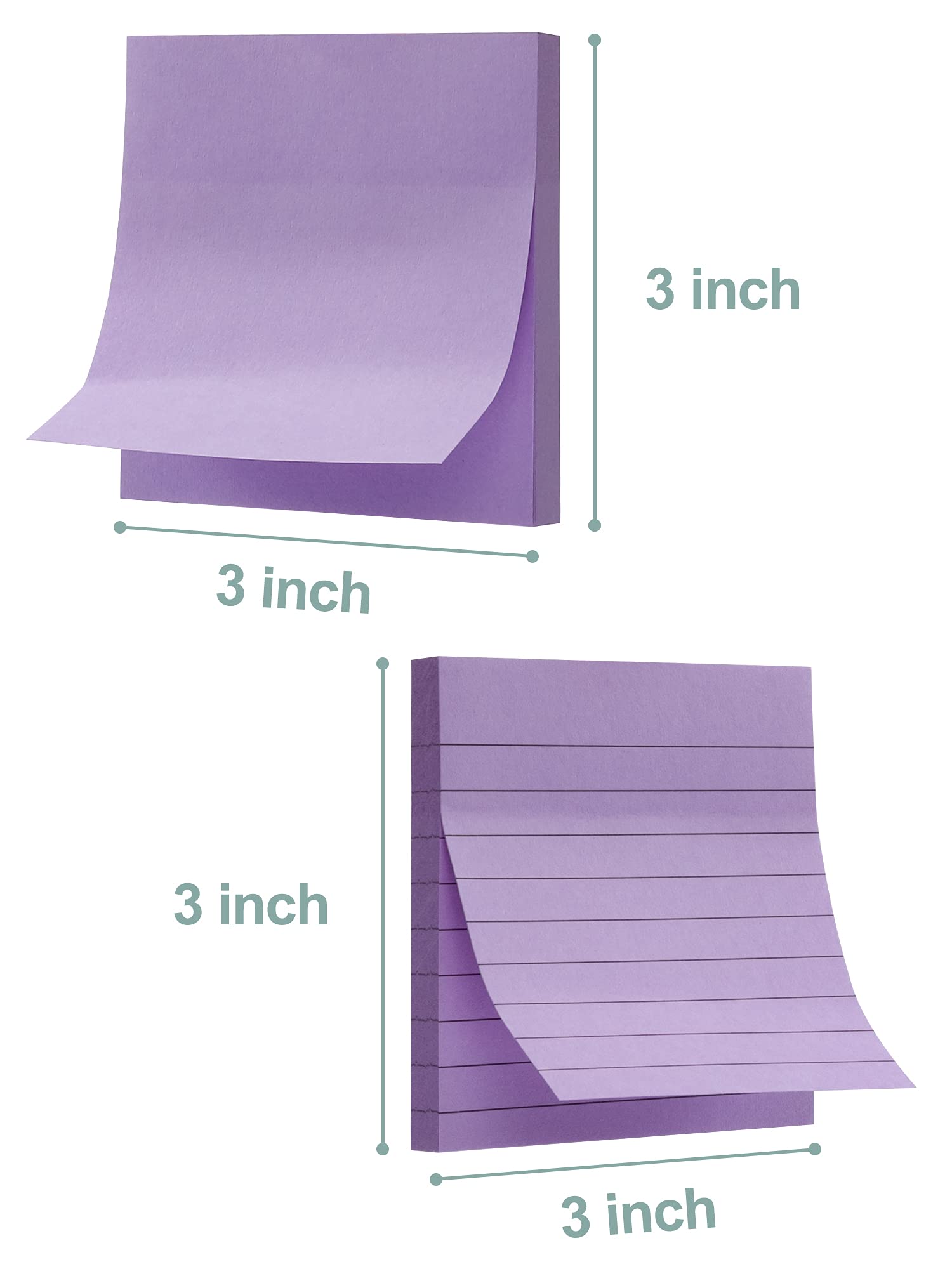 JARLINK 24 Pads Sticky Notes, 6 Bright Colors 3x3 Inches Self-Stick Pads, Easy to Post for Home, Office, Notebook, 70 Sheets/Pad, 2 Choices (Normal/Line)