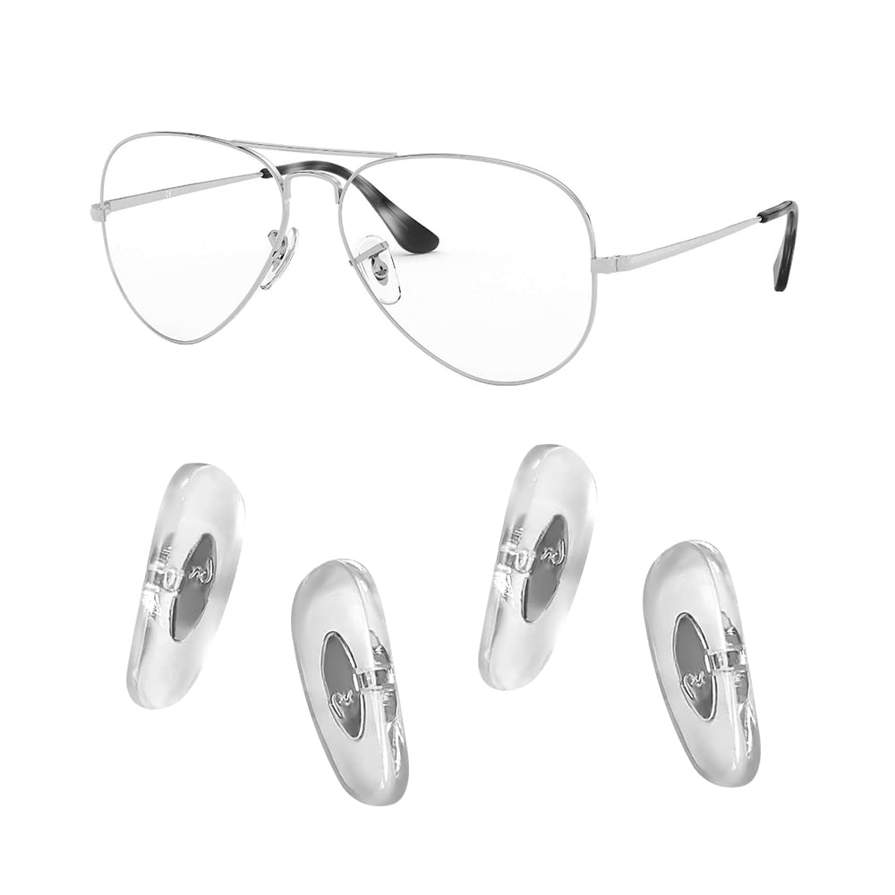 HiCycle2 16mm Clip-on Replacement 2PCS Nose Pads for RayBAN Aviator RB3025 3447 Sunglasses Repair Kits，Clear