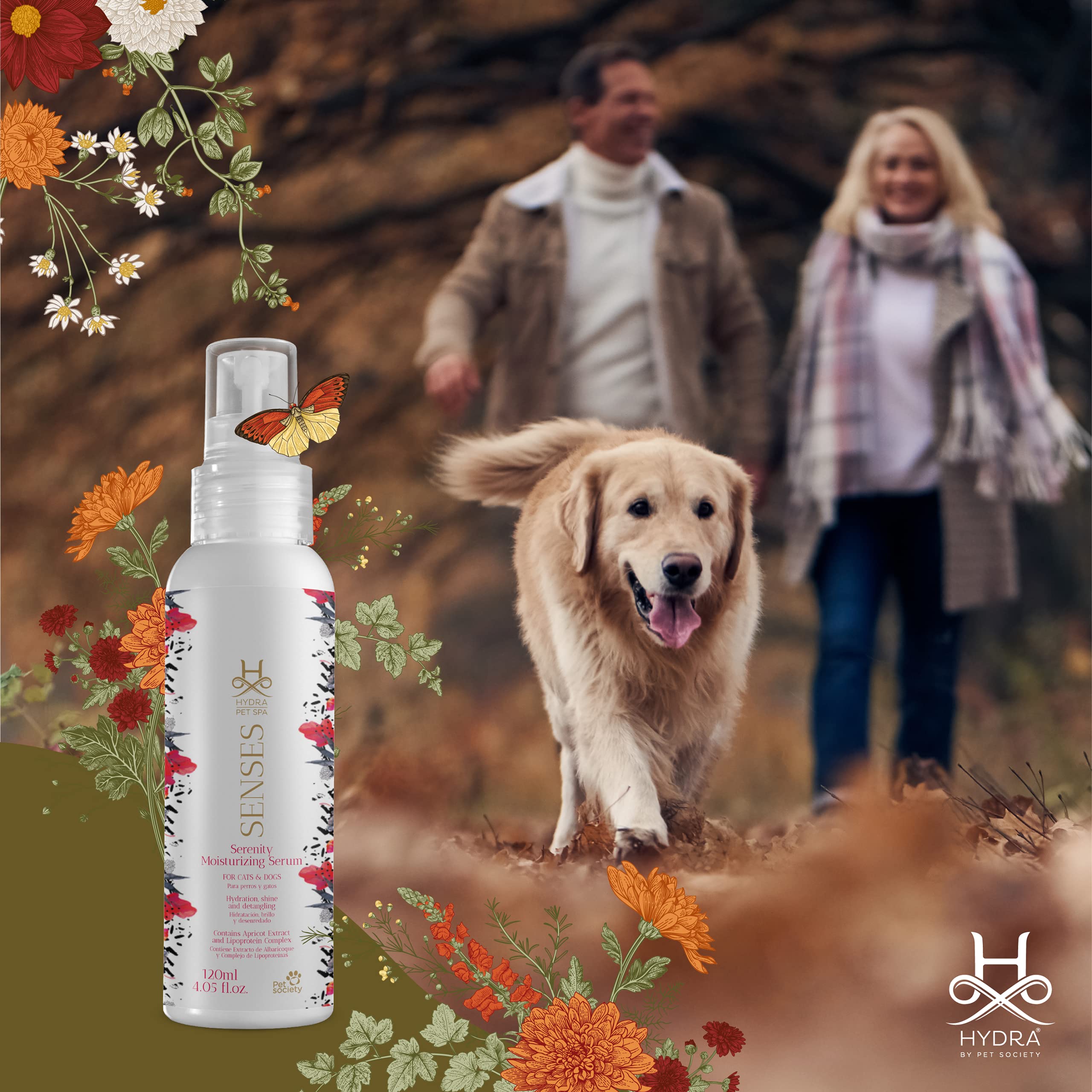 Hydra Senses Serenity Moisturizing Serum for Pets, Moisturizing Spray for Dogs and Cats, Pet Detangling Spray, Promotes a Soft and Shiny Coat