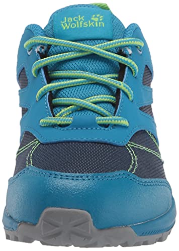 Jack Wolfskin Woodland Texapore Low Hiking Shoe Boot, Blue/Green, 2 US Unisex Big Kid