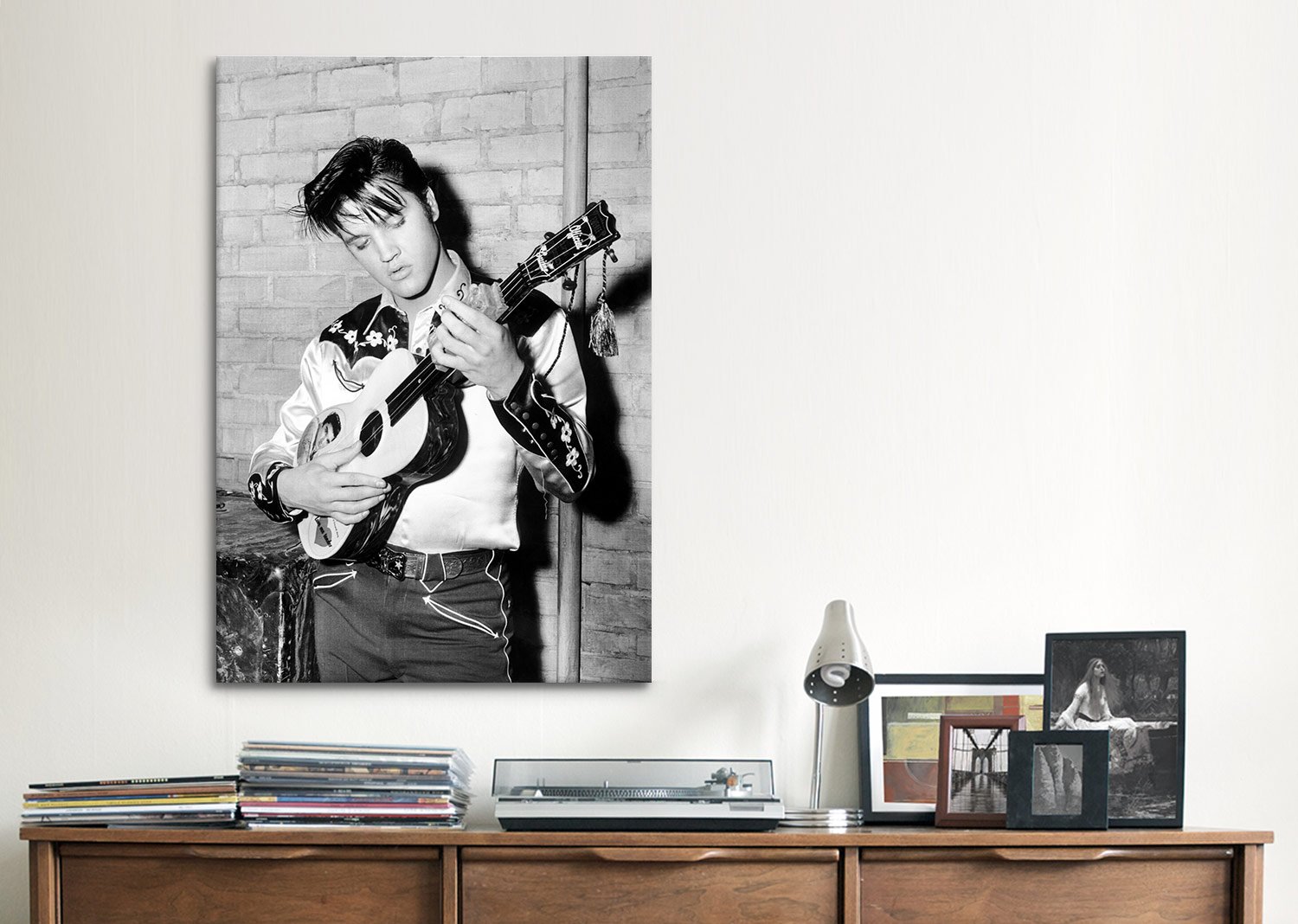 iCanvasART 10056 Elvis Playing a Guitar's Elvis Presley Canvas Print by iCANVAS, 12 by 8-Inch, 0.75-Inch Deep