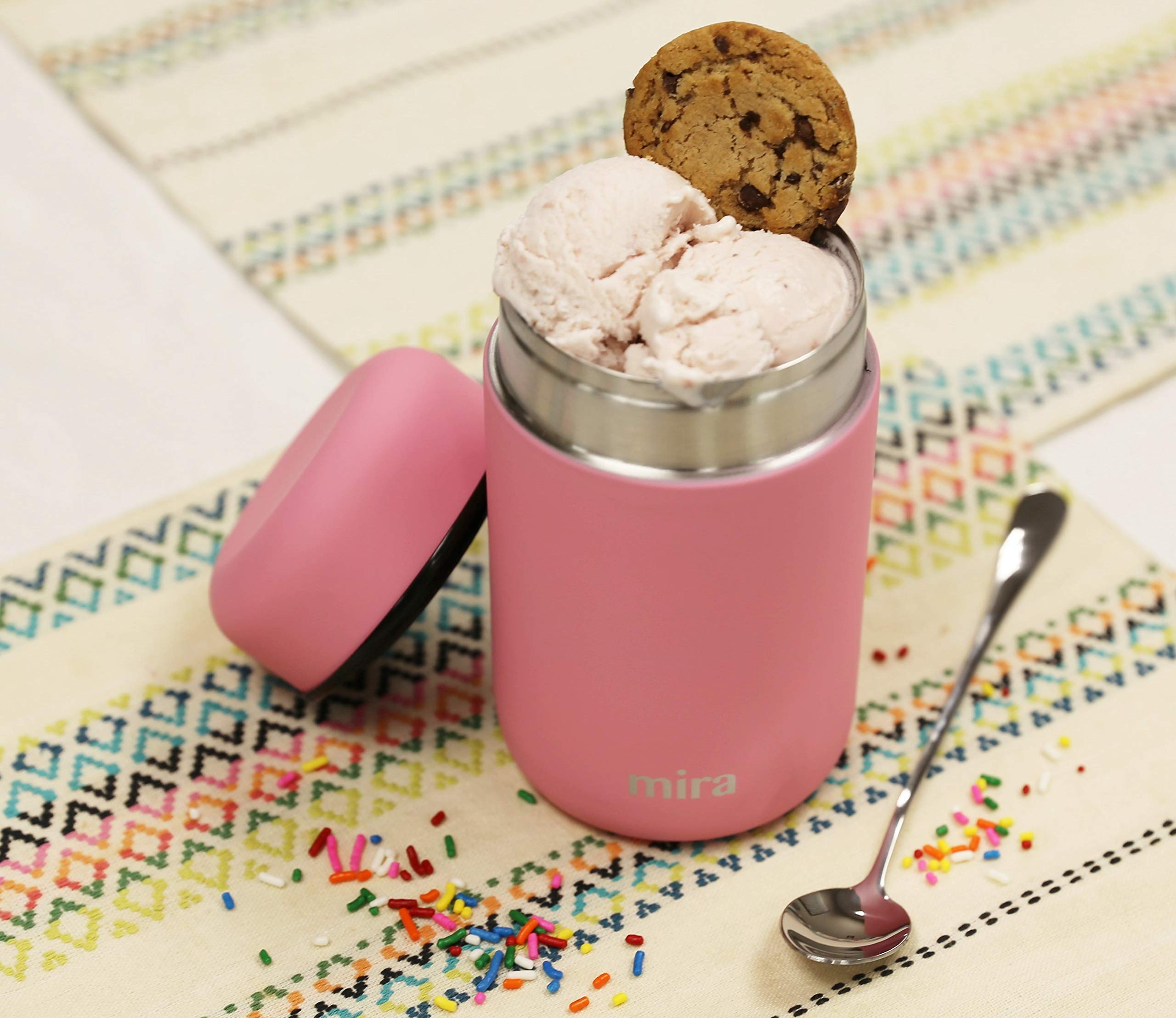 MIRA Kids Lunch Bundle with 7oz Insulated Bullet Flask (Taffy Pink) and 13.5oz Insulated Food Jar (Rose Pink)