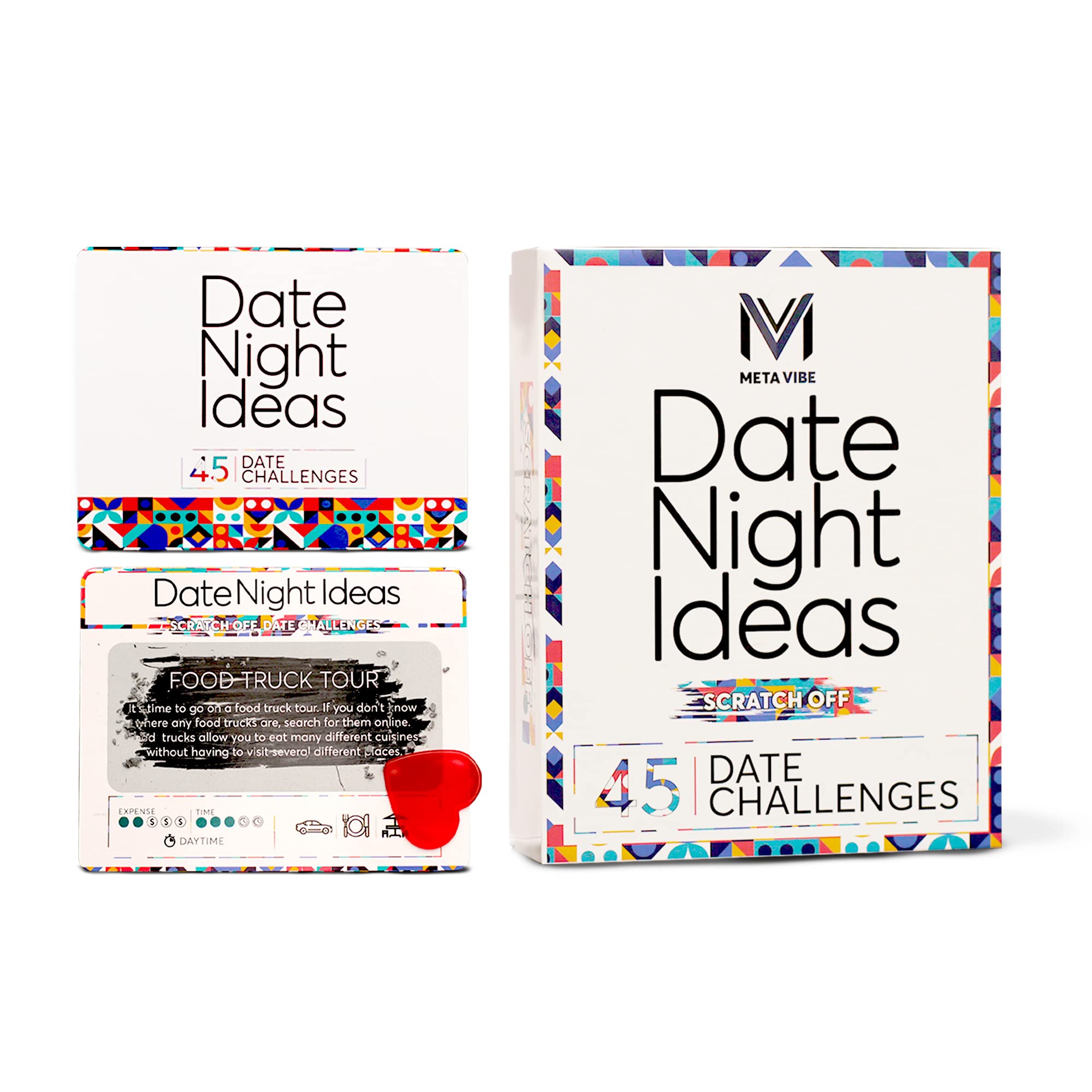 Meta Vibe Date Night Ideas for Couples - Adventure Together and Ignite Romance with Unique Date Plans - Fun Game for Anniversaries - Valentines Box Kit with 45 Scratch-Off Cards
