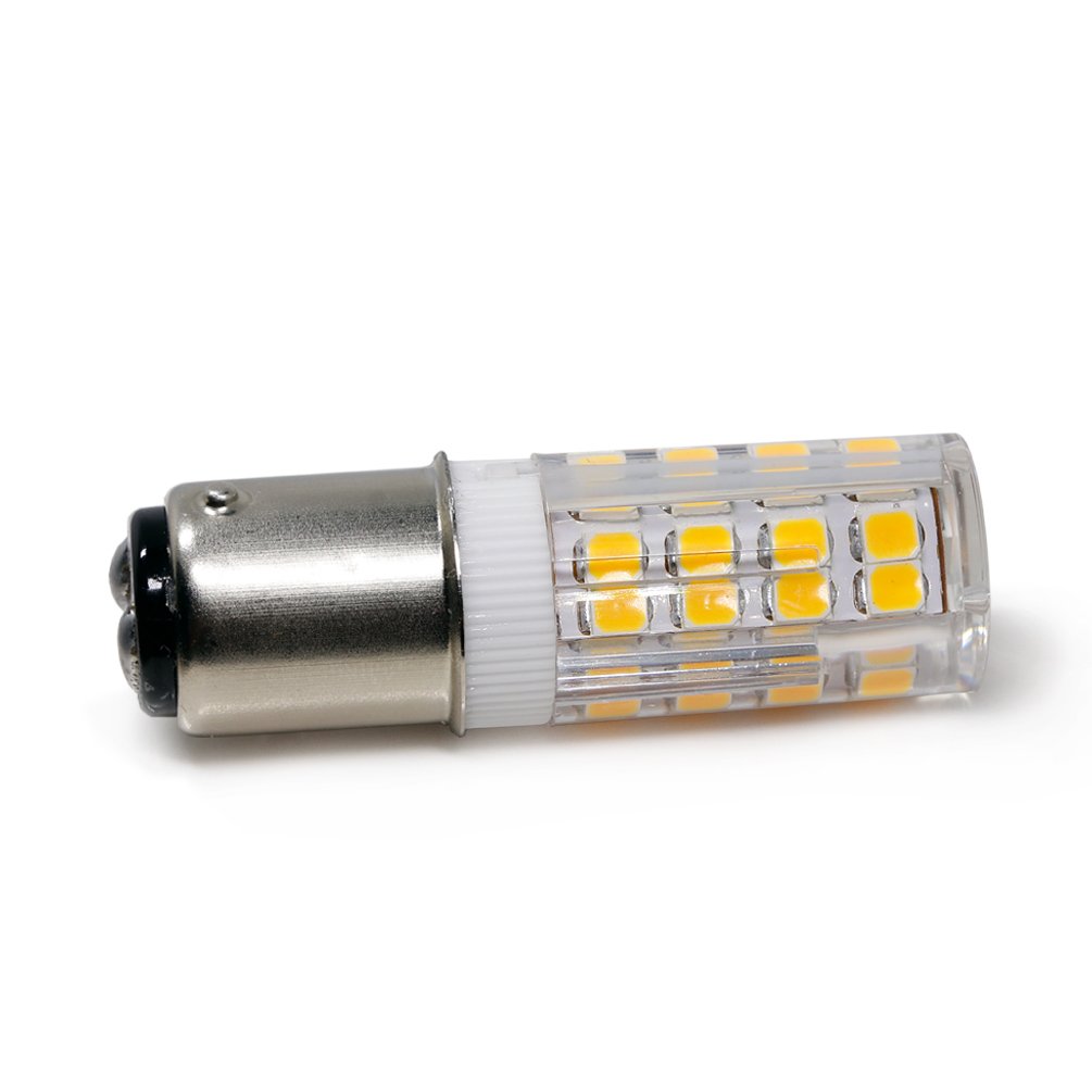 HxLED Dimmable Ba15d Bulb, Ba15d Double Contact Bayonet Base LED Corn Bulb, 5W Equivalent to 50W Halogen Bulbs, 500LM, 120V, Warm White 2800K for Sewing Machine Lamp (2 Pack)