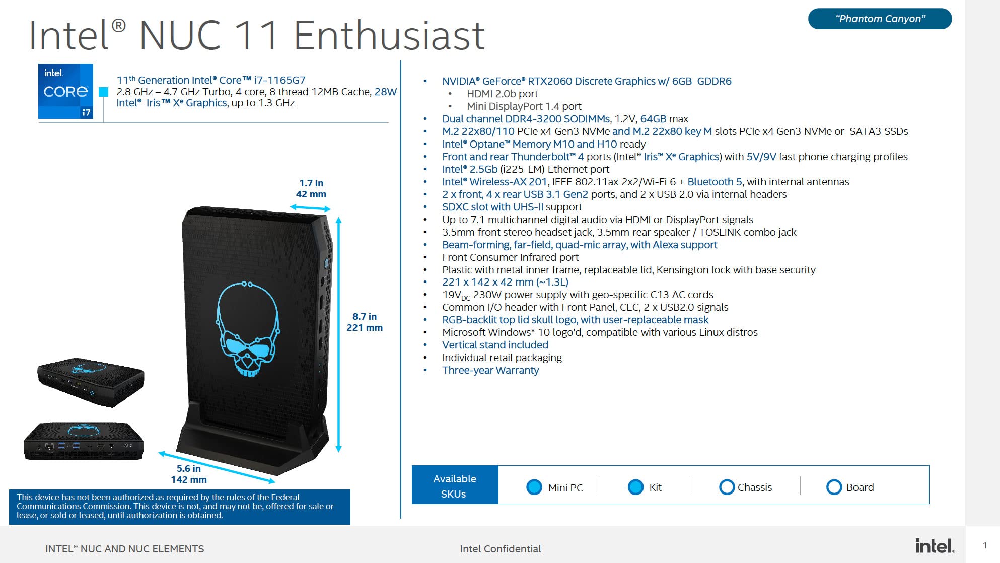 Intel NUC 11 Enthusiast NUC11PHKI7 Home & Business Mini Desktop i7-1165G7 4-Core, RTX 2060 6GB, WiFi 6, Bluetooth 5, HDMI, Win 11 Pro (64GB RAM / 2TB SSD)