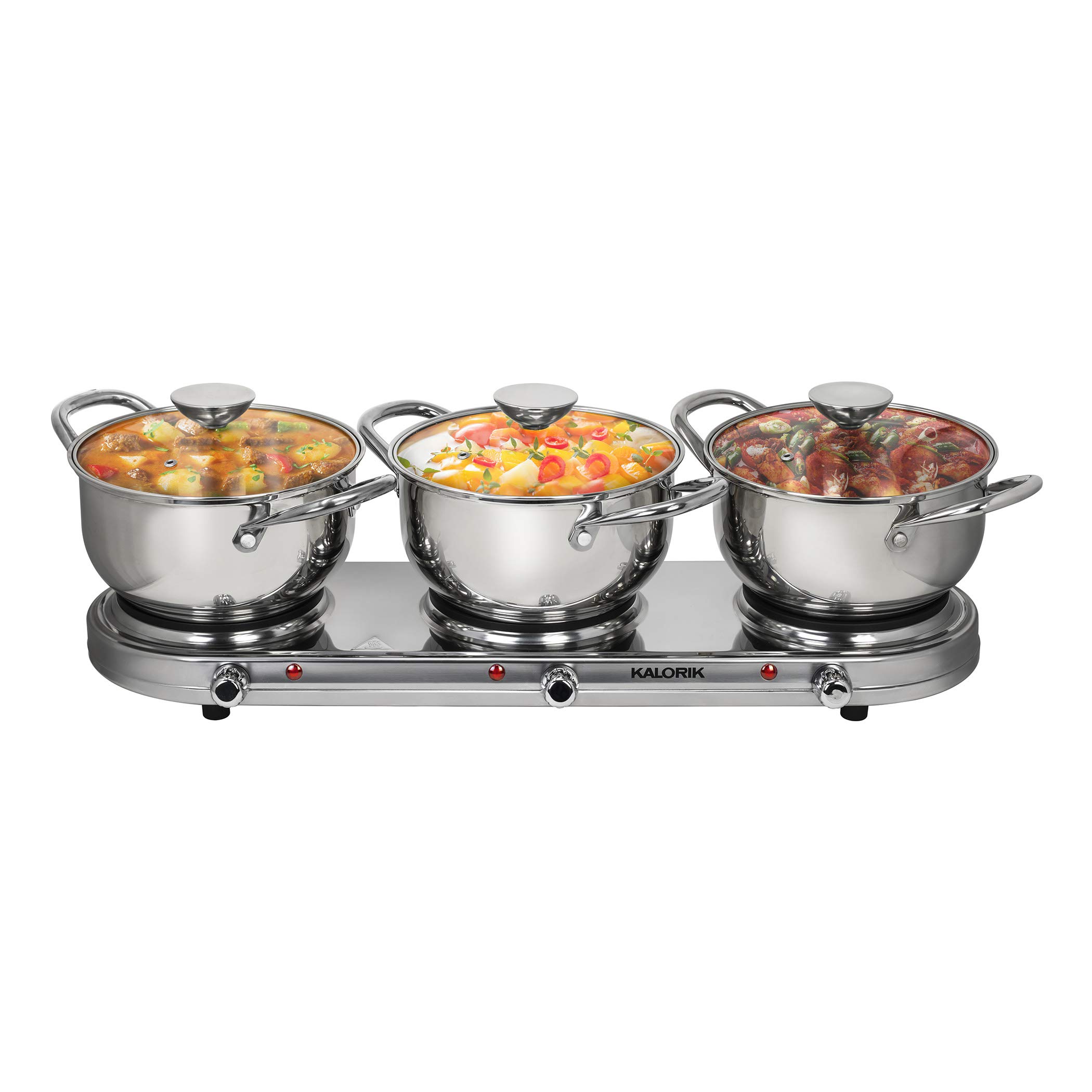 Kalorik Triple Burner Buffet Set, Stainless Steel