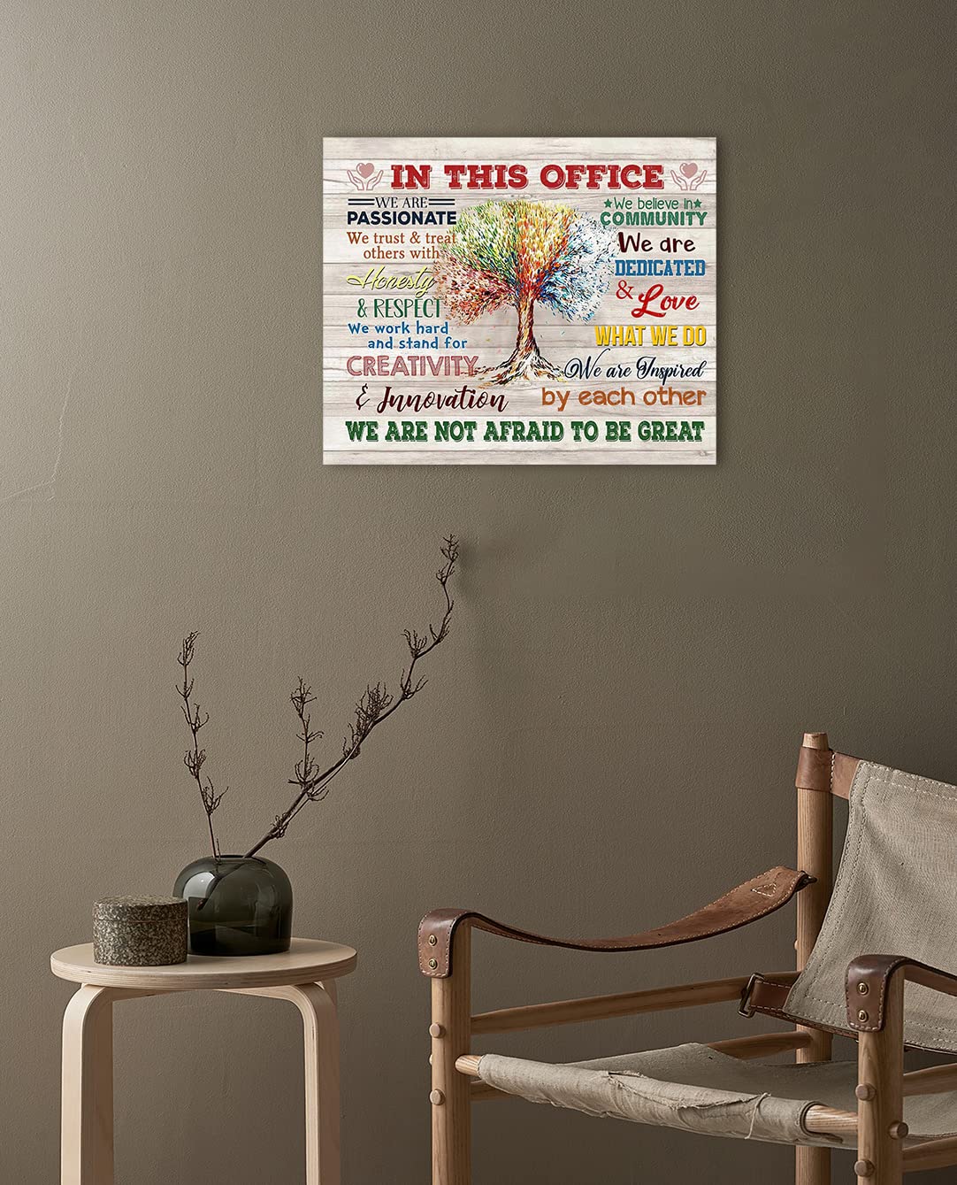 Inspirational Wall Art For Office Motivational Quotes Wall Decor In This Office Canvas We Are Not Afraid To Be Great Framed Canvas Wall Art Modern Office Wall Decor Office Size, 24x20 Inch
