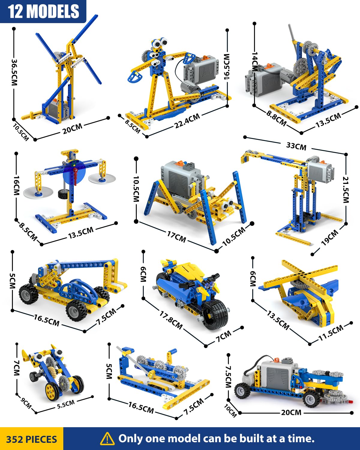 Lehoo Castle Educational Building Sets STEM Learning Kit, 12 in 1 DIY Engineering Toy, 352 PCS Construction Toy, Robot Building Blocks Toy Gift for Boys Girls Age 6 7 8 9 10 11 12+ Years Old