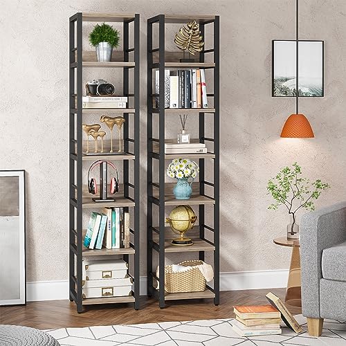 Tribesigns 6-Tier Corner Shelf Set of 2, 75 Inch Tall Bookshelf Storage Rack, Etagere Shelves Display Stand for Small Spaces, Open Bookcase Corner Square Shelf for Living Room Bathroom