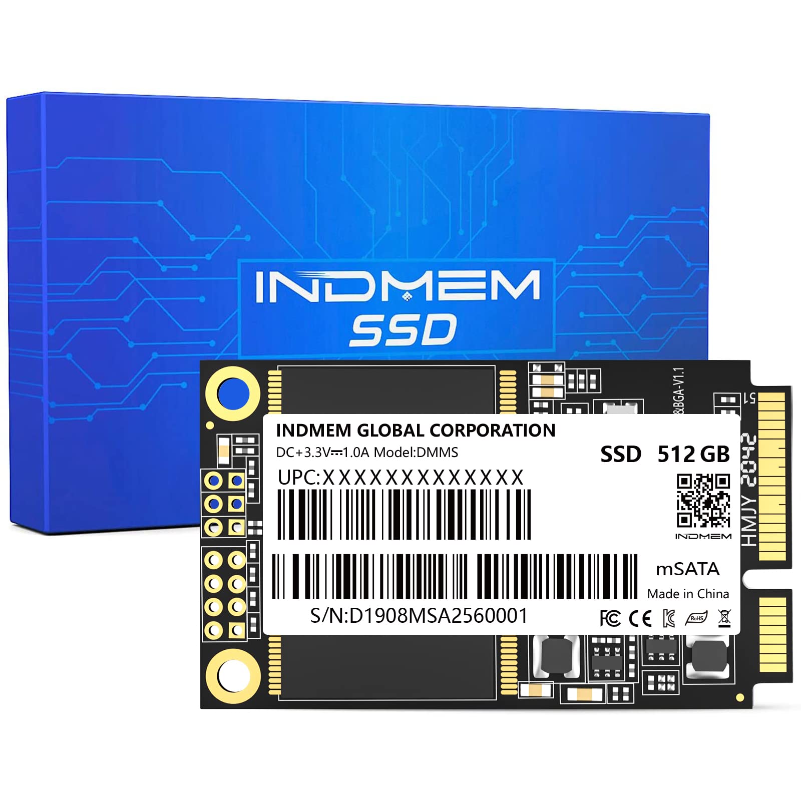 INDMEM SSD 64GB mSATA Internal Mini SATA SSD Micro-SATA TLC NAND Flash 64 GB