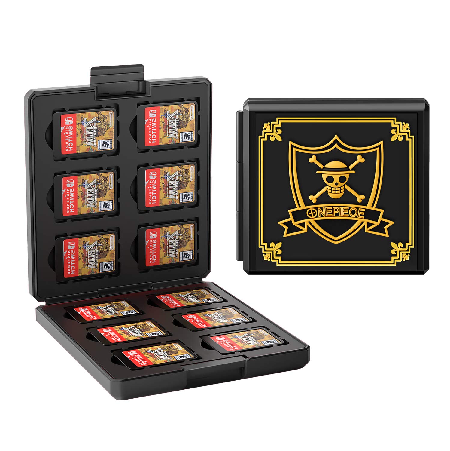 JINGDU Game Card Case for Switch, Durable & Slim Hard Shell Box, Cute Protective Shockproof Cartridge Holder Carrying Storage Case Box with 12 Slots for Switch/Lite/OLED Games, One Piece