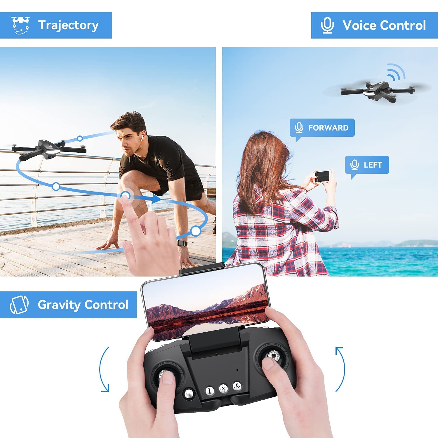 Holy Stone HS260 Drone for Kids Adults with 1080P HD Camera Adjustable, Foldable RC Quadcopter for Beginners with 30 Mins Flight, Gravity Sensor, Voice Control, Trajectory Flight with Spare Parts