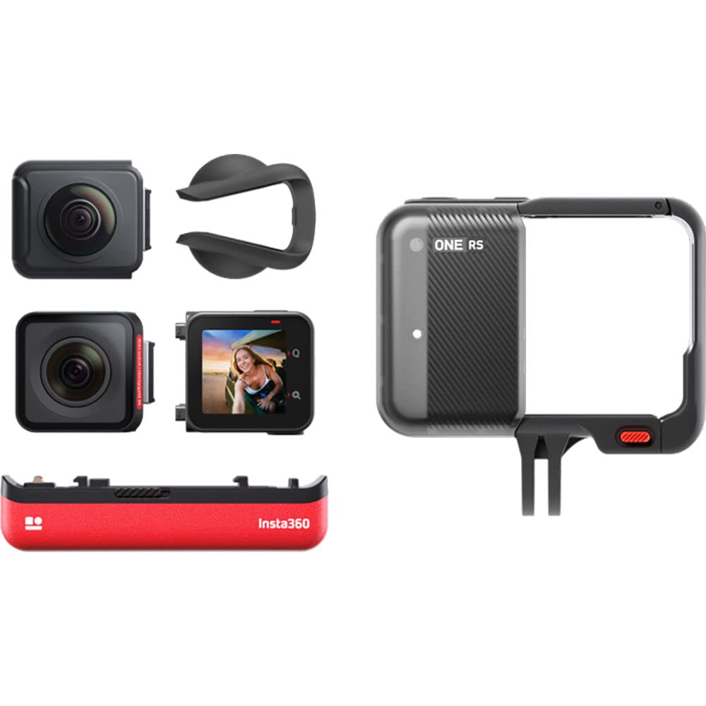 Insta360 ONE RS Twin Edition + SanDisk 128GB Ultra MicroSDXC, Suction Cup Mount, Action Cam Harness Black IN360ONERSTEDB3 Insta360 ONE RS Twin Edition with Deluxe Accessory Bundle
