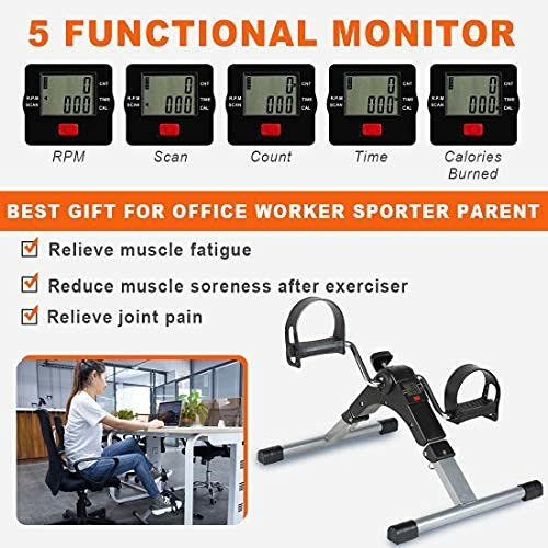Hymenting Portable under desk bike pedal exerciser,With electronic display,For leg and arm exercises,Suitable for home or office fitness