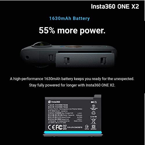 Insta360 ONE X2 360 Camera with Touchscreen - 5.7K30 360 Video, Front Steady Cam Mode, 18MP 360 Photo + InstaPano | Bundle Includes Invisible Selfie Stick (120cm) & 128GB Memory Card (3 Items)