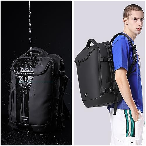 TANGCORLE 50L Carry on Travel Backpack, Expandable Airline Approved Backpacks with 3 Packing Cubes fit 17 inch Laptop, Water ResistantĀ Convertible Suitcase backpack for Men Women