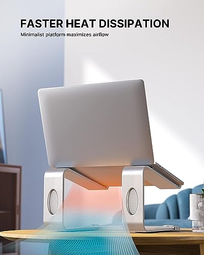 HUANUO Keyboard Tray Under Desk & Laptop Stand,Ergonomic Laptop Stand for Desk, Laptop Riser, Computer Stand Holder Compatible with 10-15.6 Inch Laptops, Silver