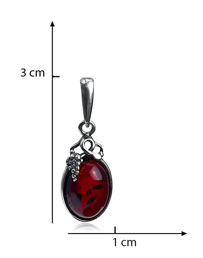 Ian and Valeri Co. Cherry Amber Sterling Silver Classic Grape Leaves Pendant