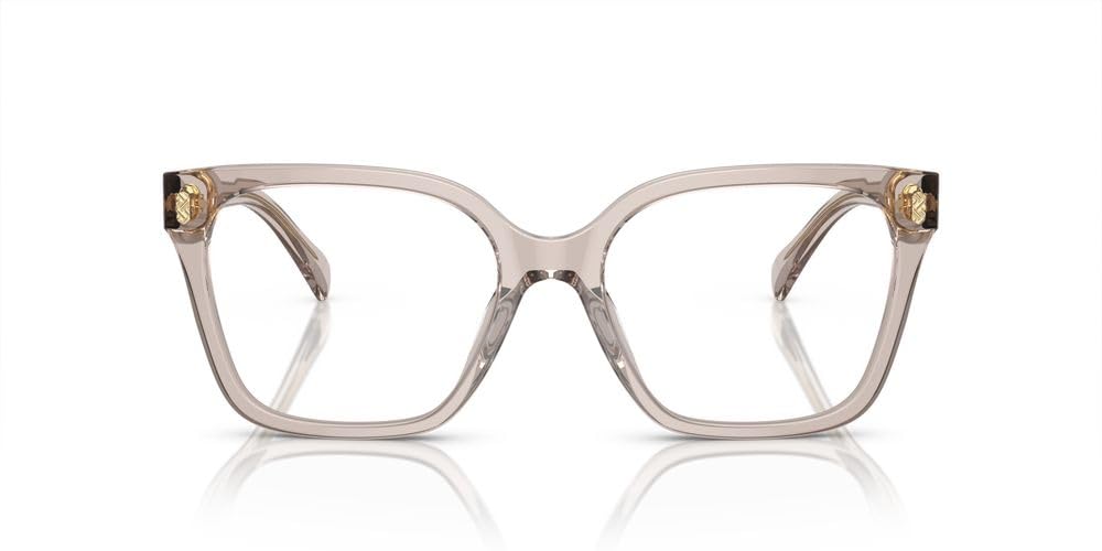 Ralph by Ralph Lauren Women's RA7158U Universal Fit Square Sunglasses, Shiny Transparent Beige/Demo Lens, 55 mm