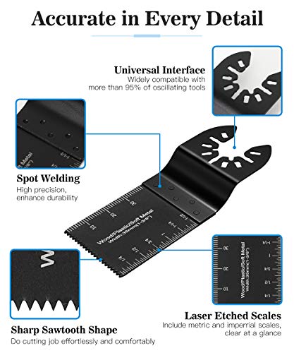 Housolution Metal/Wood Oscillating Tool Saw Blades, [50 PCS] Metal Universal Multitool Blades Kit, 34mm Quick Release Saw Blades Compatible for Dremel Porter Cable Fein Worx Milwaukee Bosch