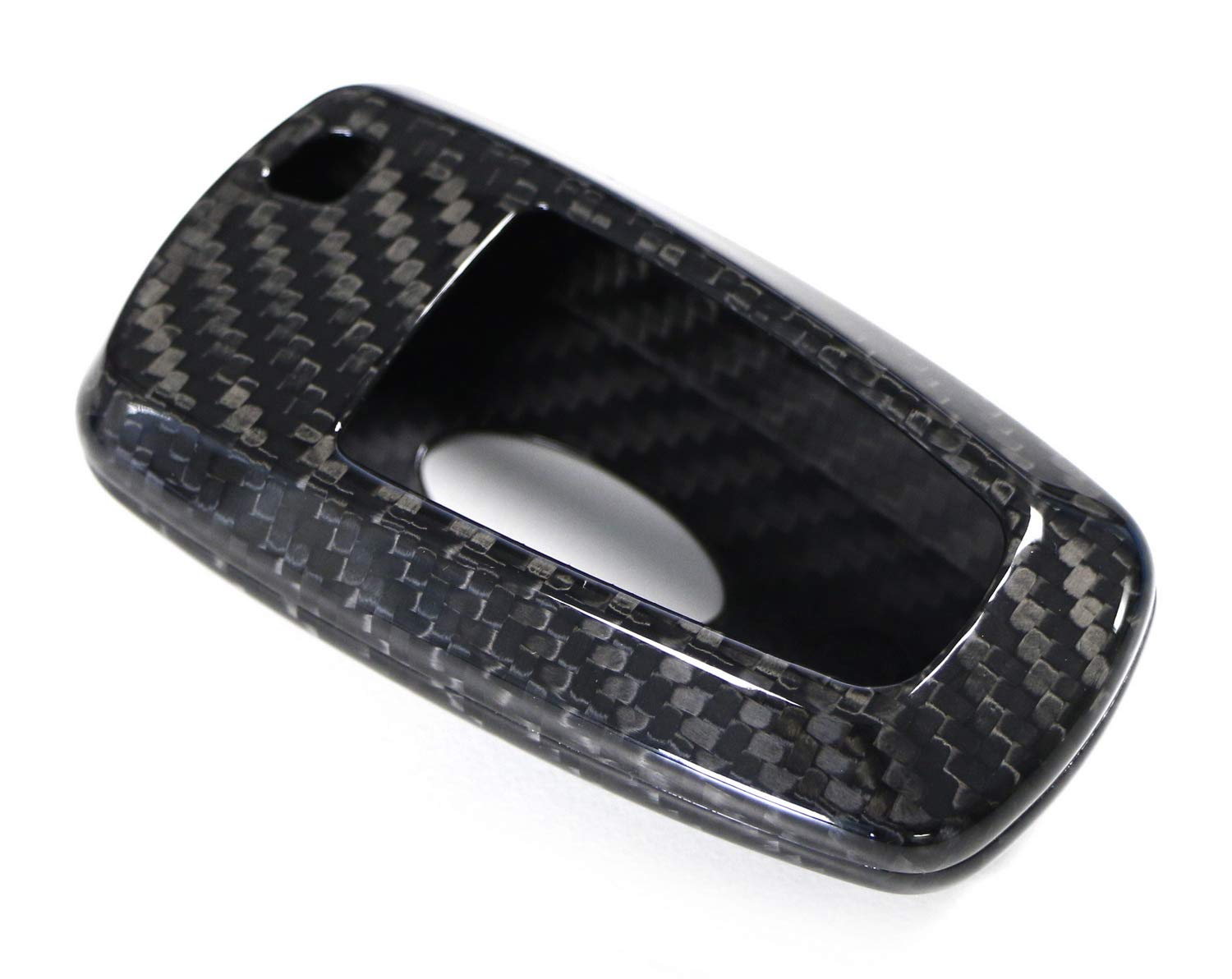 iJDMTOY, Compatible with Ford 2018-up Mustang F150 F250 Explorer Expedition 4-Button Keyless Smart Key Real/Genuine Gloss Black Carbon Fiber Key Fob Shell Cover