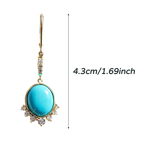 LEKODE Women Elegant Blue Turquoise Micro Zircon Earrings Simple and Fashionable Linears Earrings Gymnast Earrings (Silver, One Size)