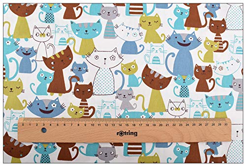 Hanjunzhao Cute Animals Cat Dog Fat Quarters Fabric Bundles 18 x 22 inch for Quilting Sewing Crafting