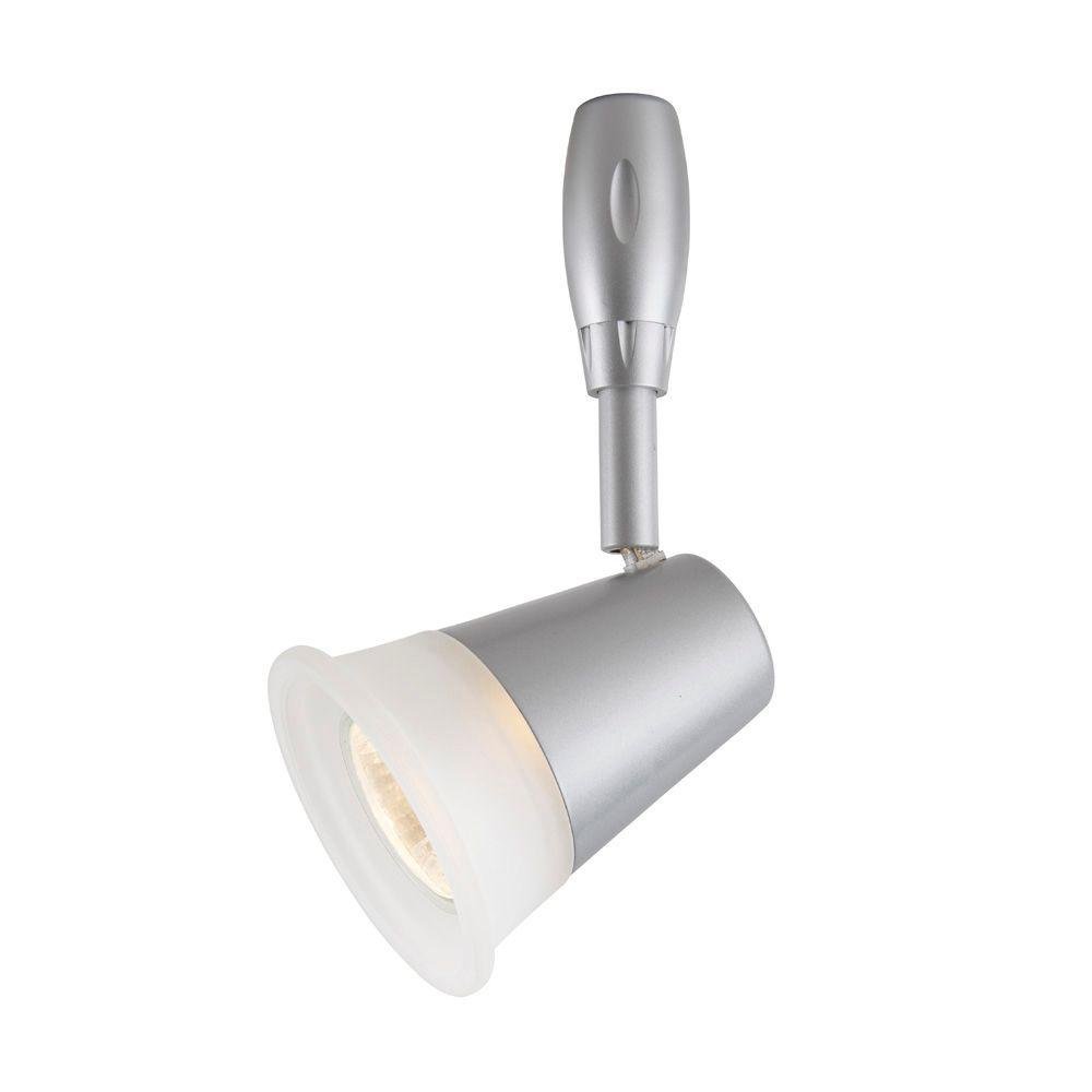 Hampton Bay 120-Volt Silver Flex Track Lighting Head Glass Shade 1000000956 New