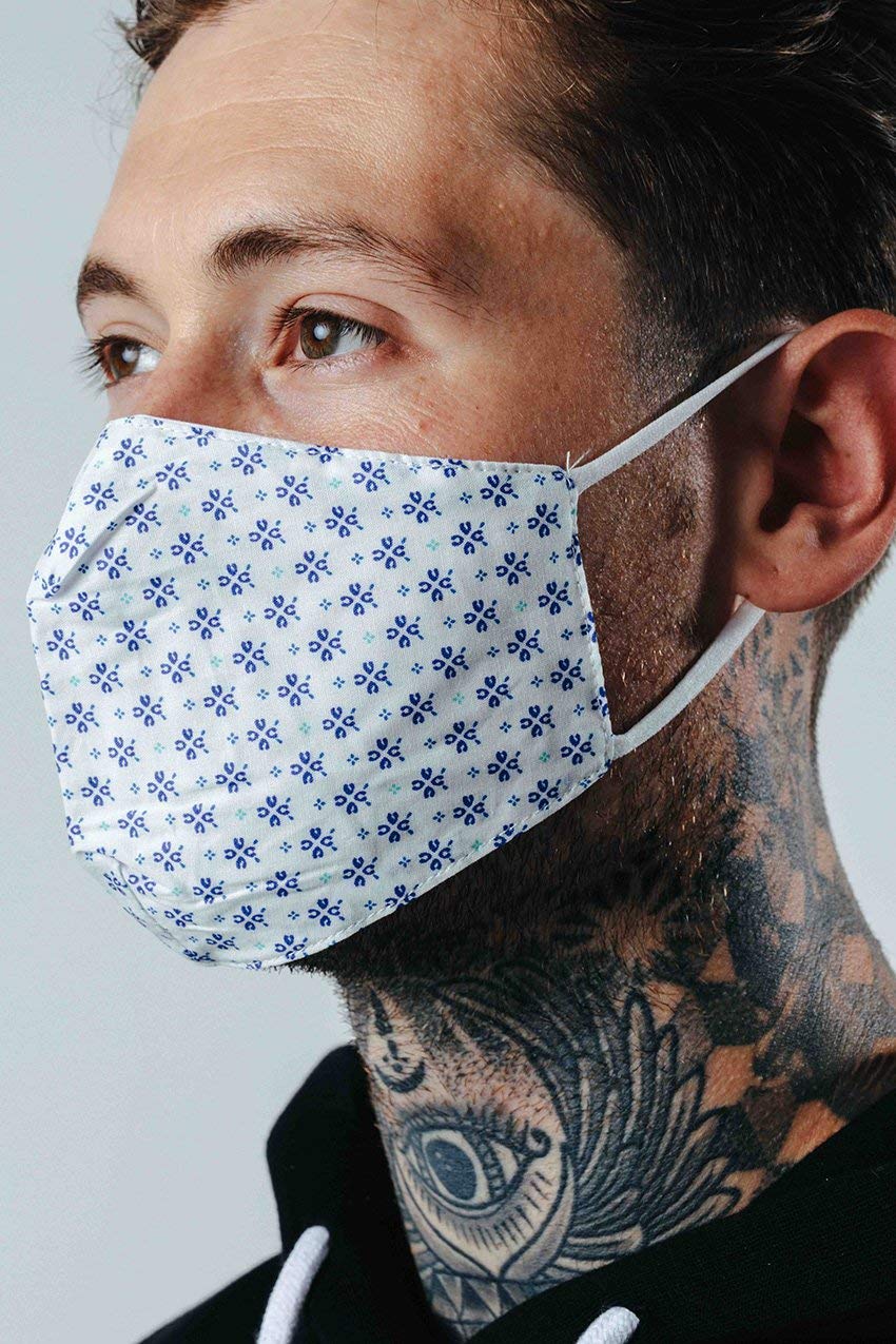 Hype ADULT WHITE BLUE GEO ADJUSTABLE FACE MASK