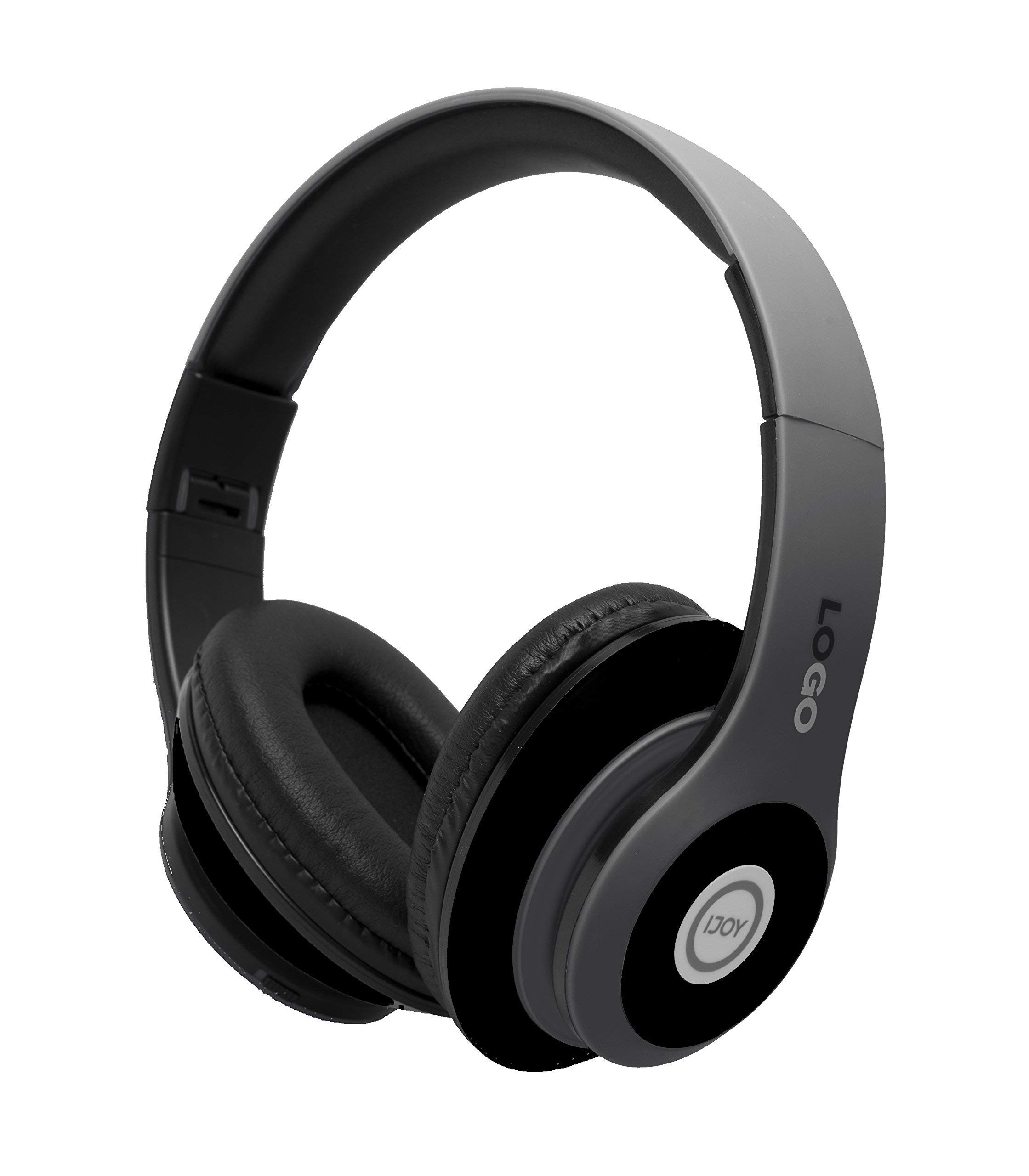 iJoy Matte Finish Premium Rechargeable Wireless Headphones Bluetooth Over Ear Headphones Foldable Headset with Mic (Stealth) (Renewed)
