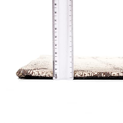 THE BEER VALLEY Area Rug 5x7 Feet Modern Neutral Carpet for Living Room, Bedroom, Kitchen - Moroccan Boho Indoor Non Shedding Area Rugs - Off White/Grey