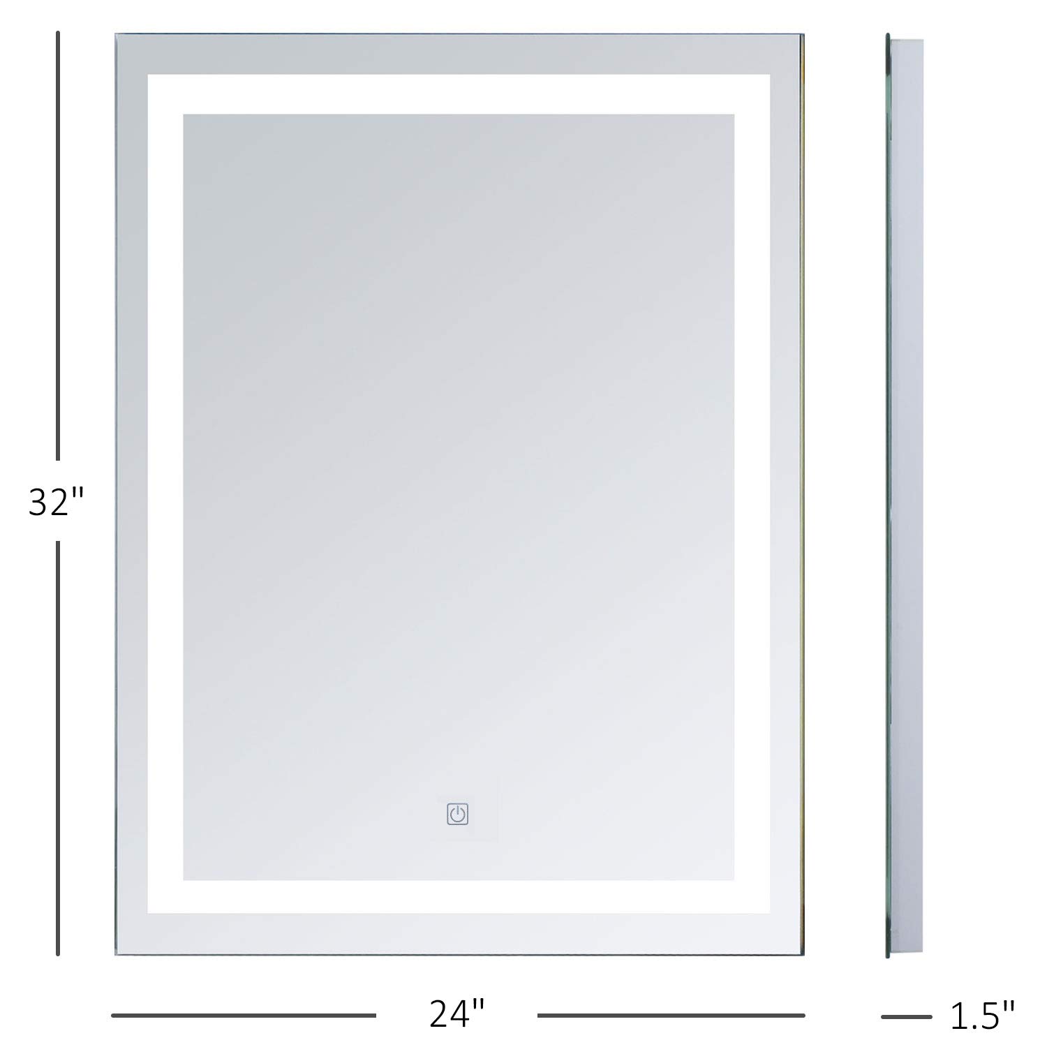 HOMCOM LED Bathroom Mirror Wall Mount Vanity Make Up Mirror with Dimmable Touch Switch Control and Defogger, Waterproof - 32" x 24"